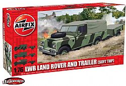 LWB Land Rover and Trailer Soft Top 1:76 Model Kit A02322 Airfix
